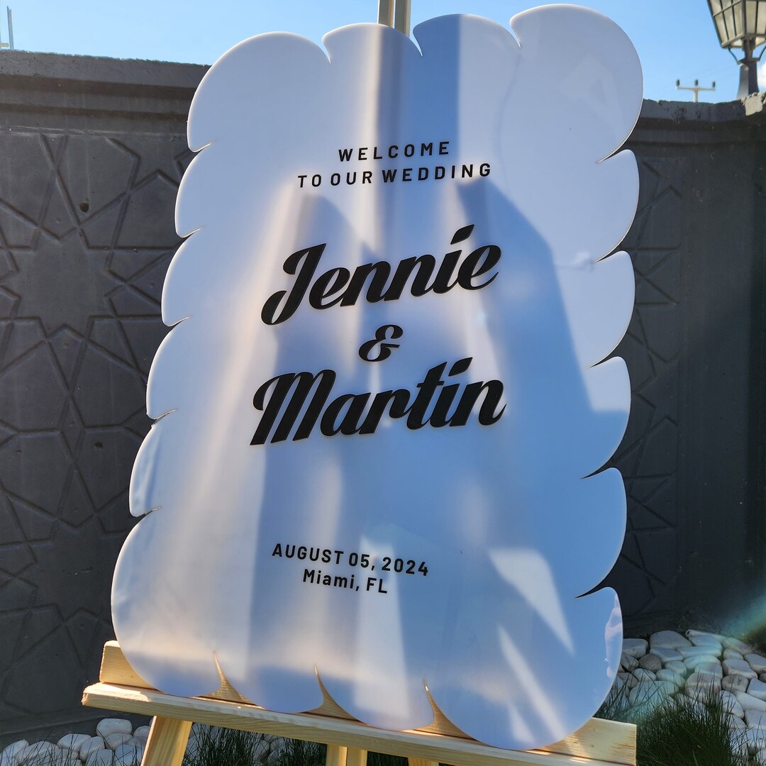 Welcome Sign With Wave Pattern, Acrylic Welcome Sign, Welcome Wedding ...