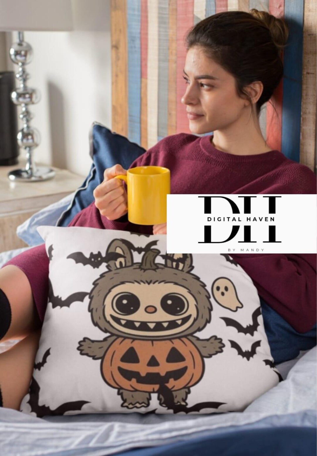 Labubu Halloween Fall Cushion Pillow, Cute Home Decor, Holiday Season ...