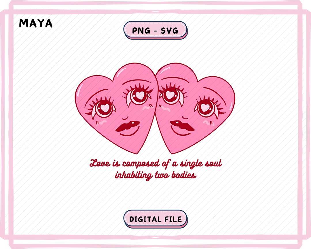 Double Heart Png, 2 Pink Hearts Facing Each Other Png Svg, Love Png Svg ...