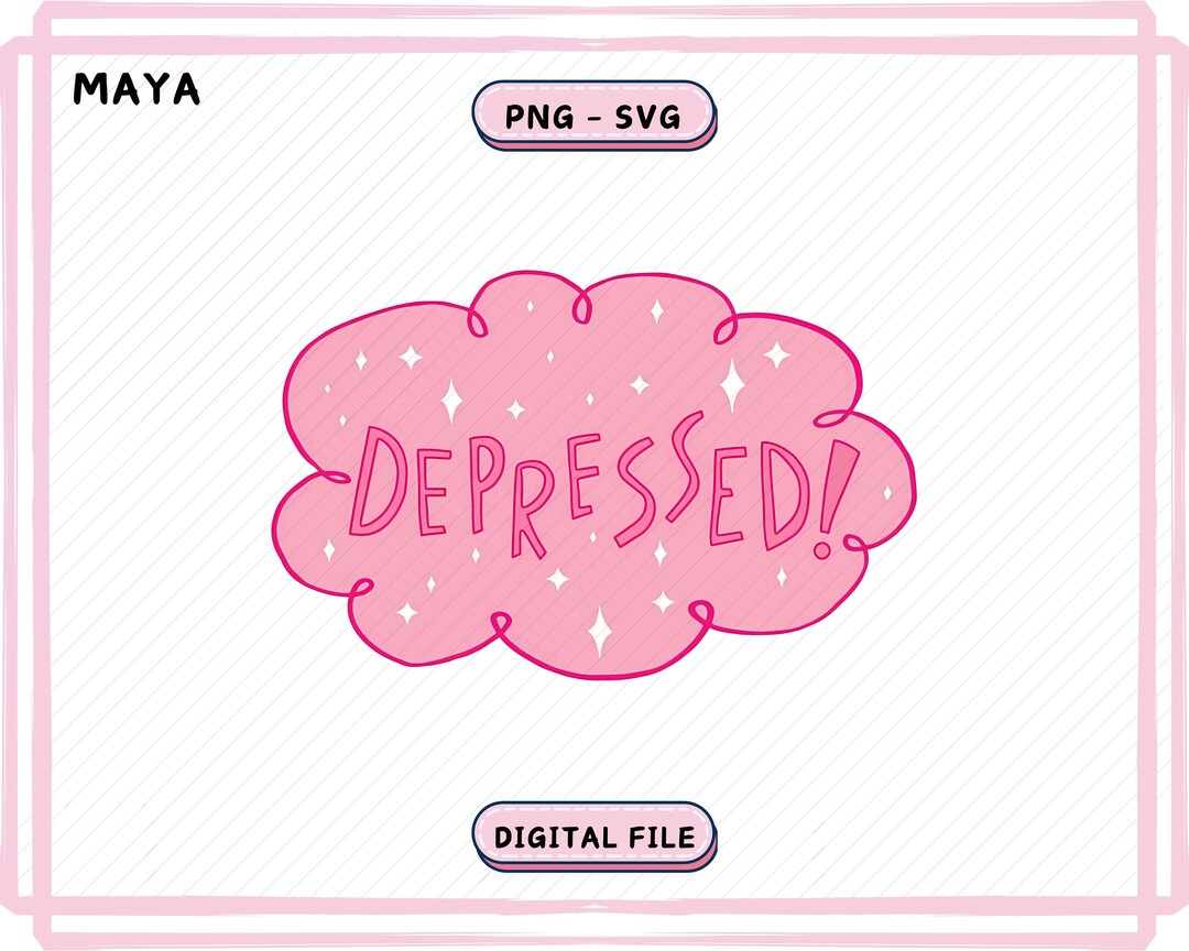 Depressed PNG SVG, Sad Png Svg, Funny Depressed Png Svg, Pink Depressed ...