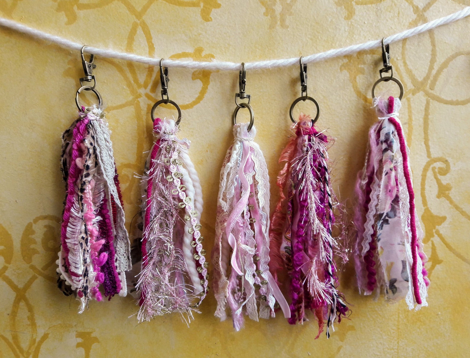 Tassel Key Chain / Purse Charm / Blues Green/ Purple Pink/ - Etsy