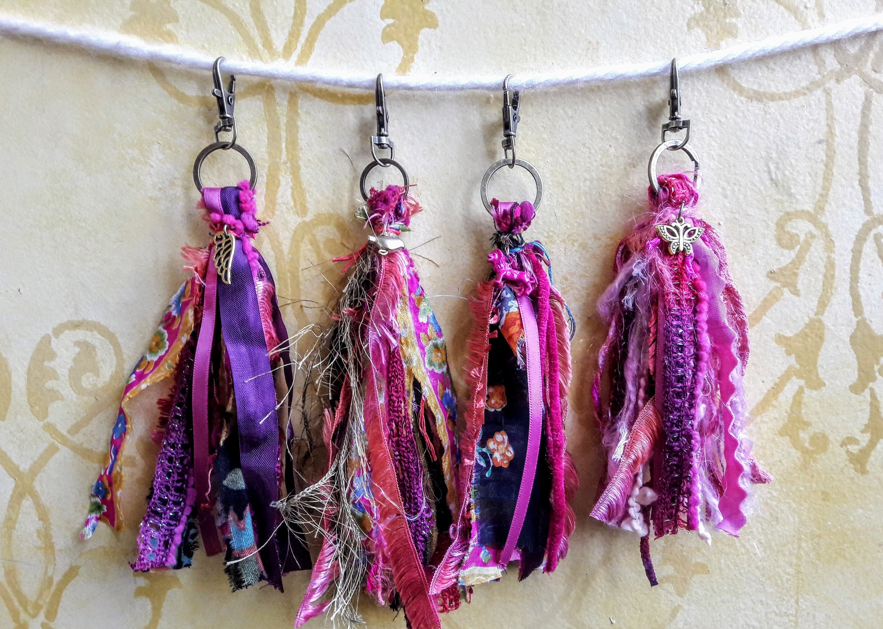 Tassel Key Chain / Purse Charm / Blues Green/ Purple Pink/ - Etsy