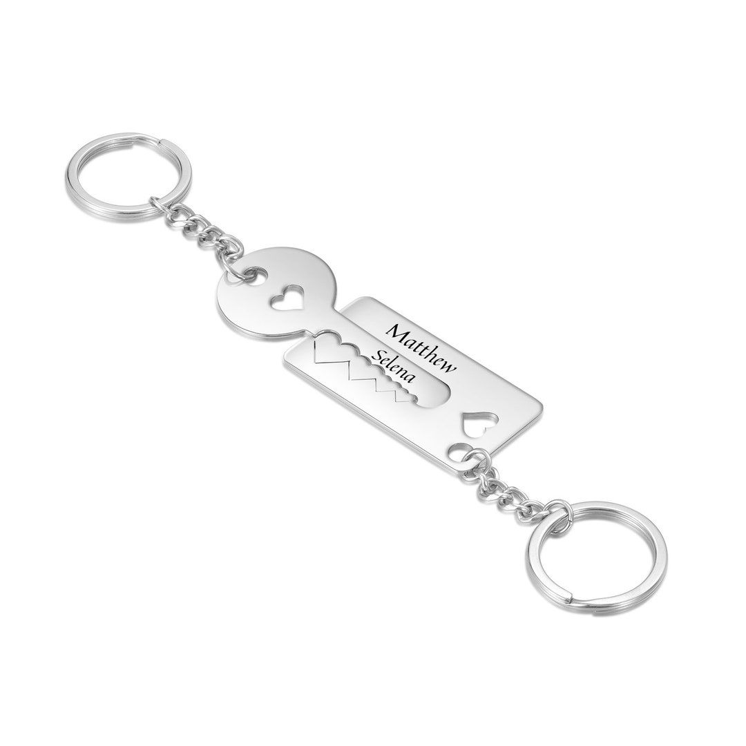 Personalized Name Couple Keychain Custom Engraved His and Hers ...