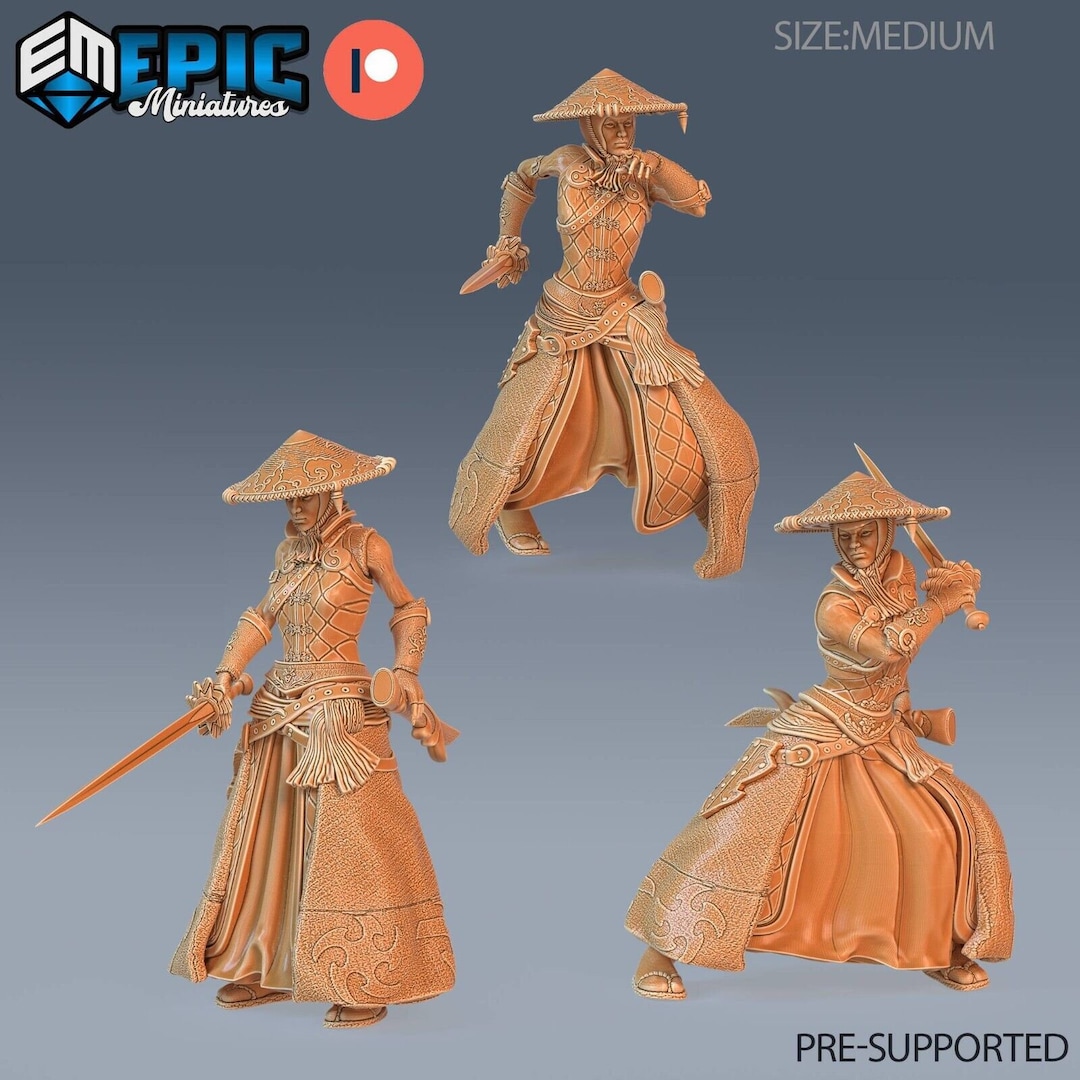 Warrior Monk Female Dnd Dungeons and Dragons Japanese Style Miniatures ...