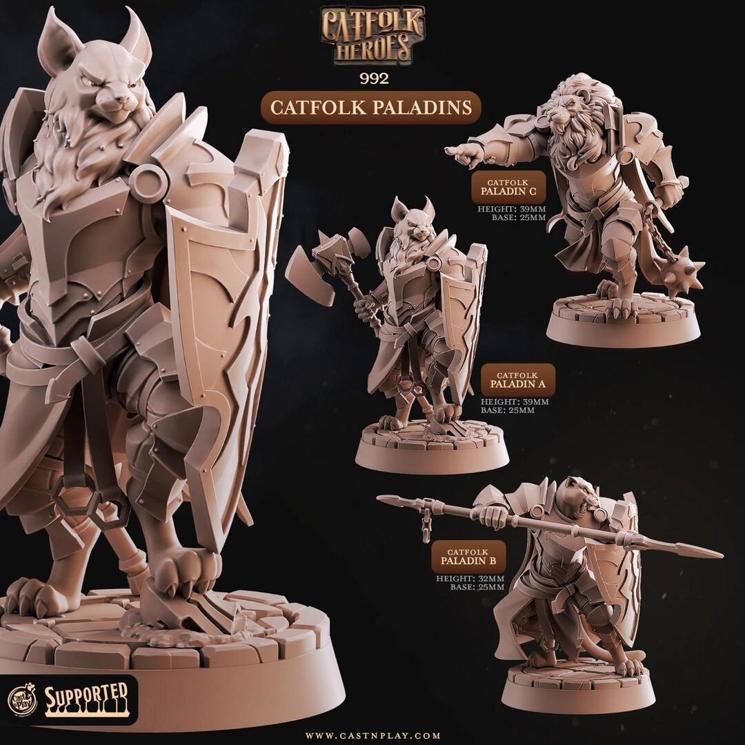 Catfolk Paladins | Dungeons and Dragons D&D 28-32mm Tabletop Miniatures ...