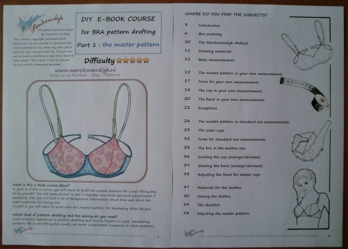 ENGLISH E-book FULL-COURSE for Bra Pattern Drafting by - Etsy