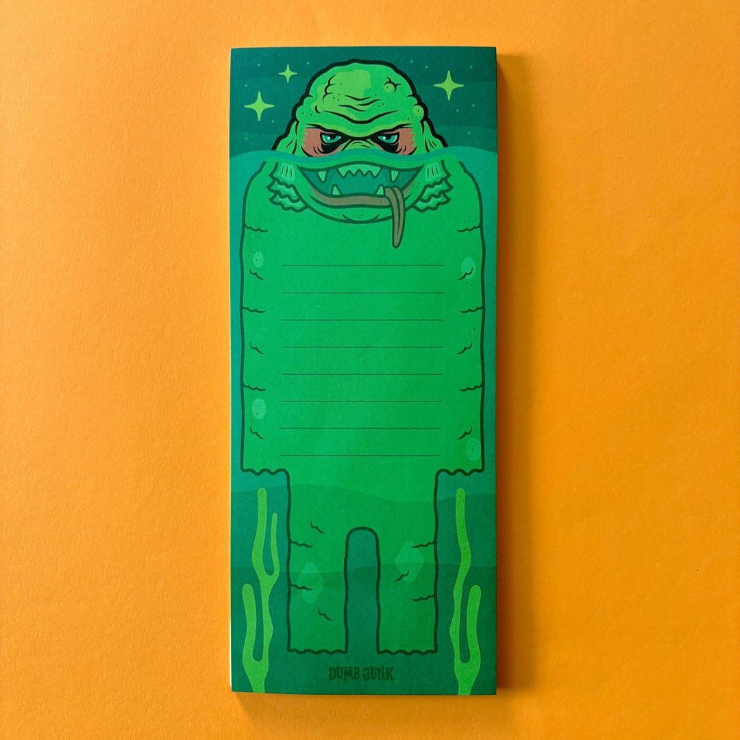 Creature Notepad (3.5x8.5") | Retro Swamp Monster Horror Art Gift ...