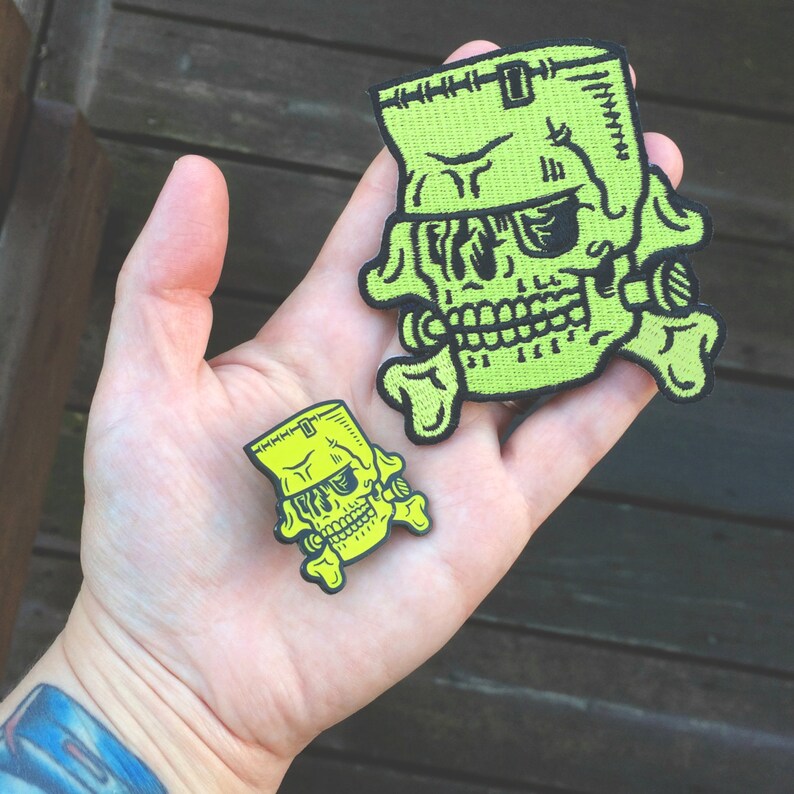 Frankenstein Patch Monster Skull Embroidered Patch - Etsy