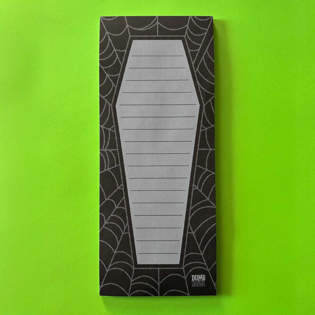 Coffin Notepad (3.5x8.5") | Spider Web Stationery | Horror Movie Fan ...