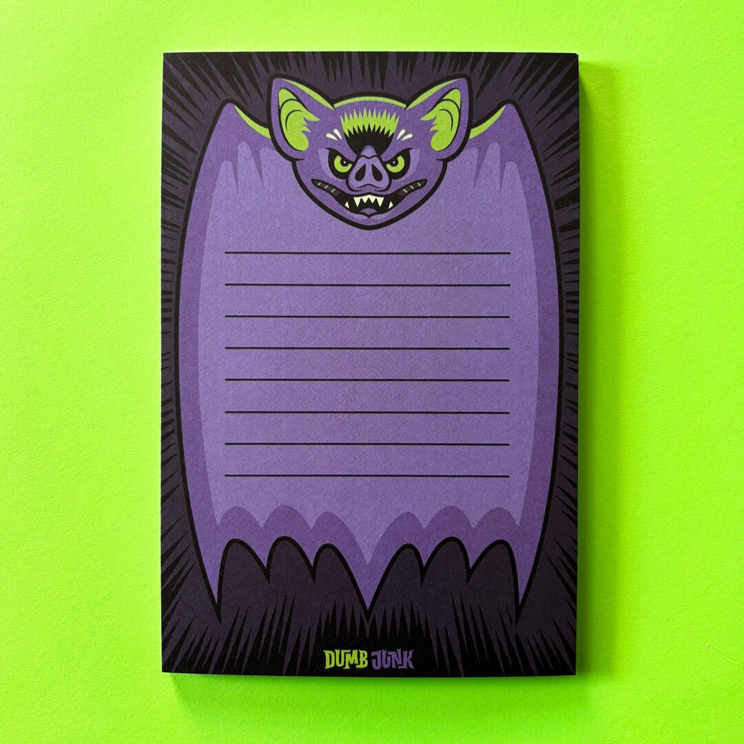 Vampire Bat Notepad (4x6") | Horror Art Office Supplies | Goth ...