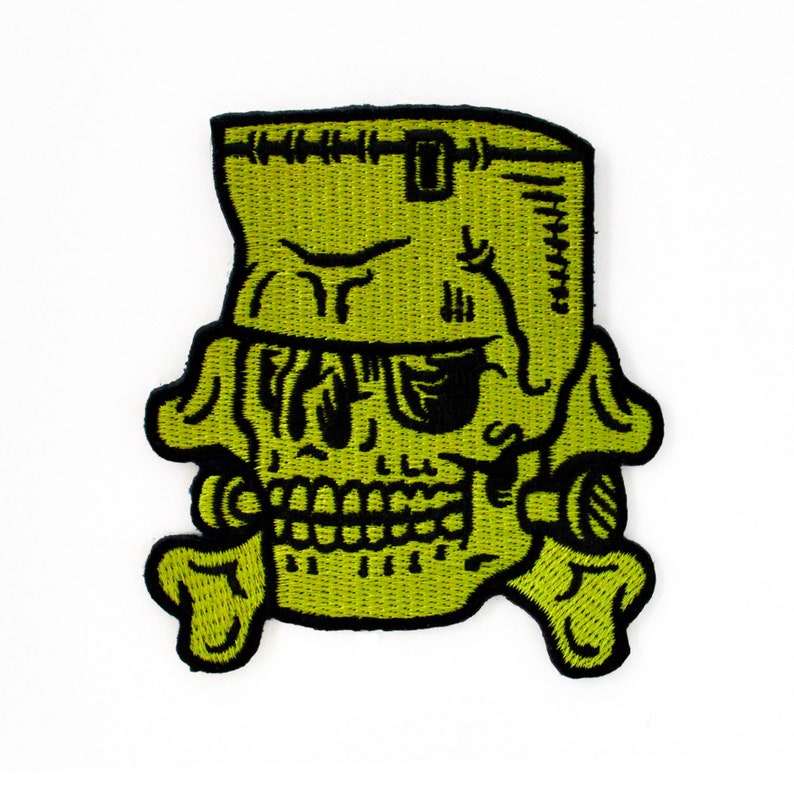 Frankenstein Patch Monster Skull Embroidered Patch - Etsy