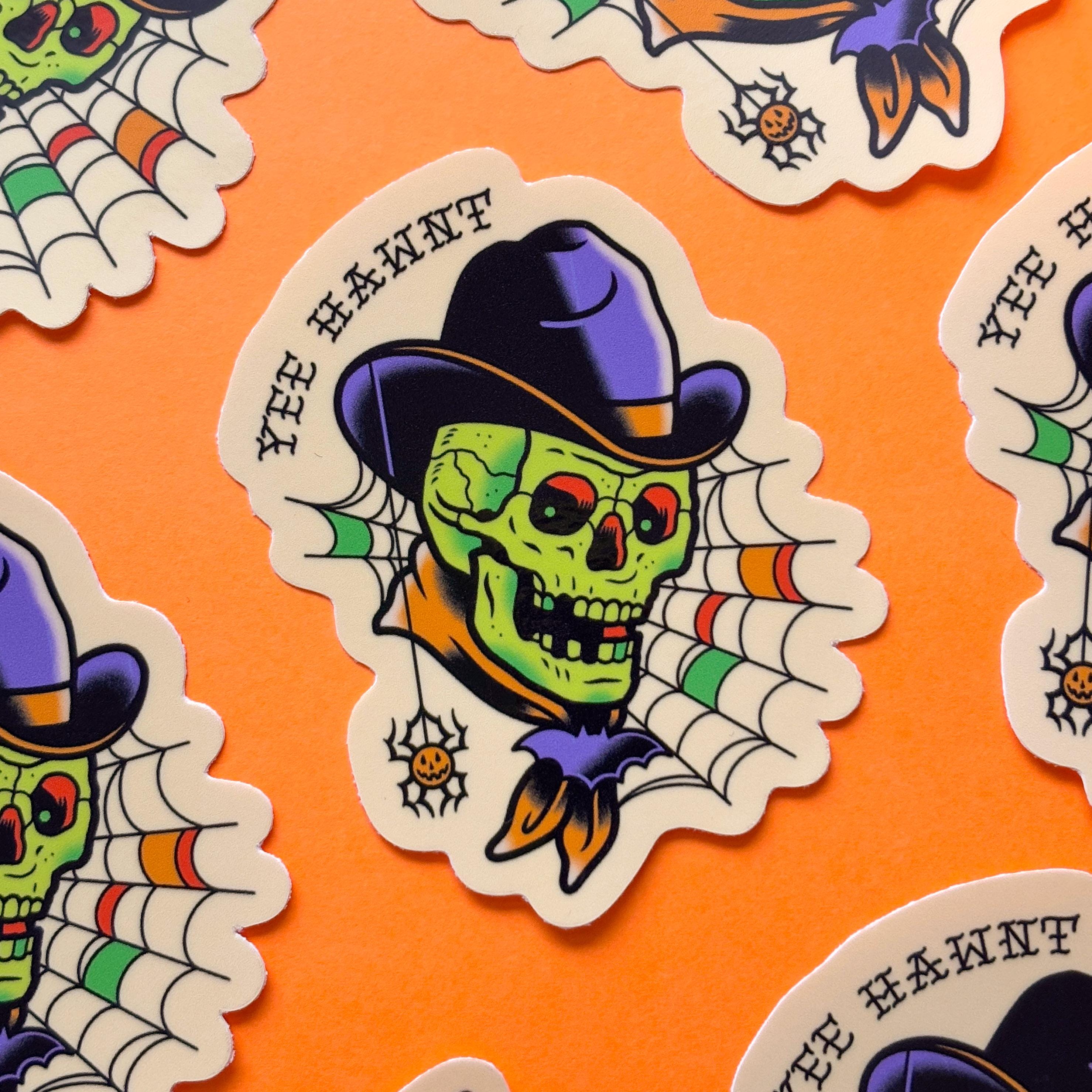 Halloween Cowboy 3" Vinyl Sticker | Spooky Western Skeleton Skull ...