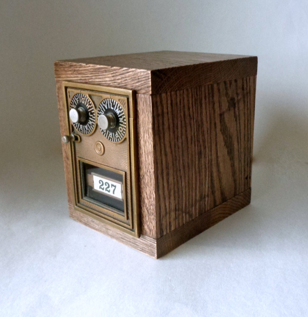 OAK Espresso Post Office Door Safe Postal Mail Box Door 227 Brass ...