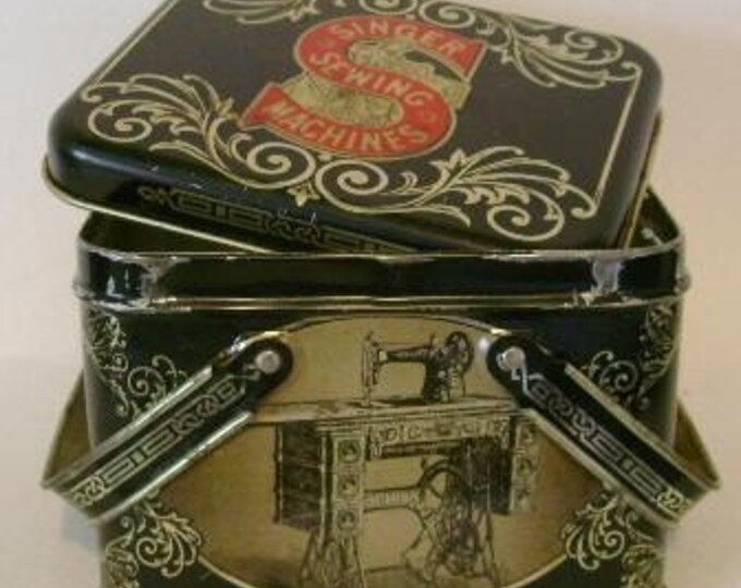 Vintage Singer Sewing Tin Box With Cover and Handles Treadle Sewing ...