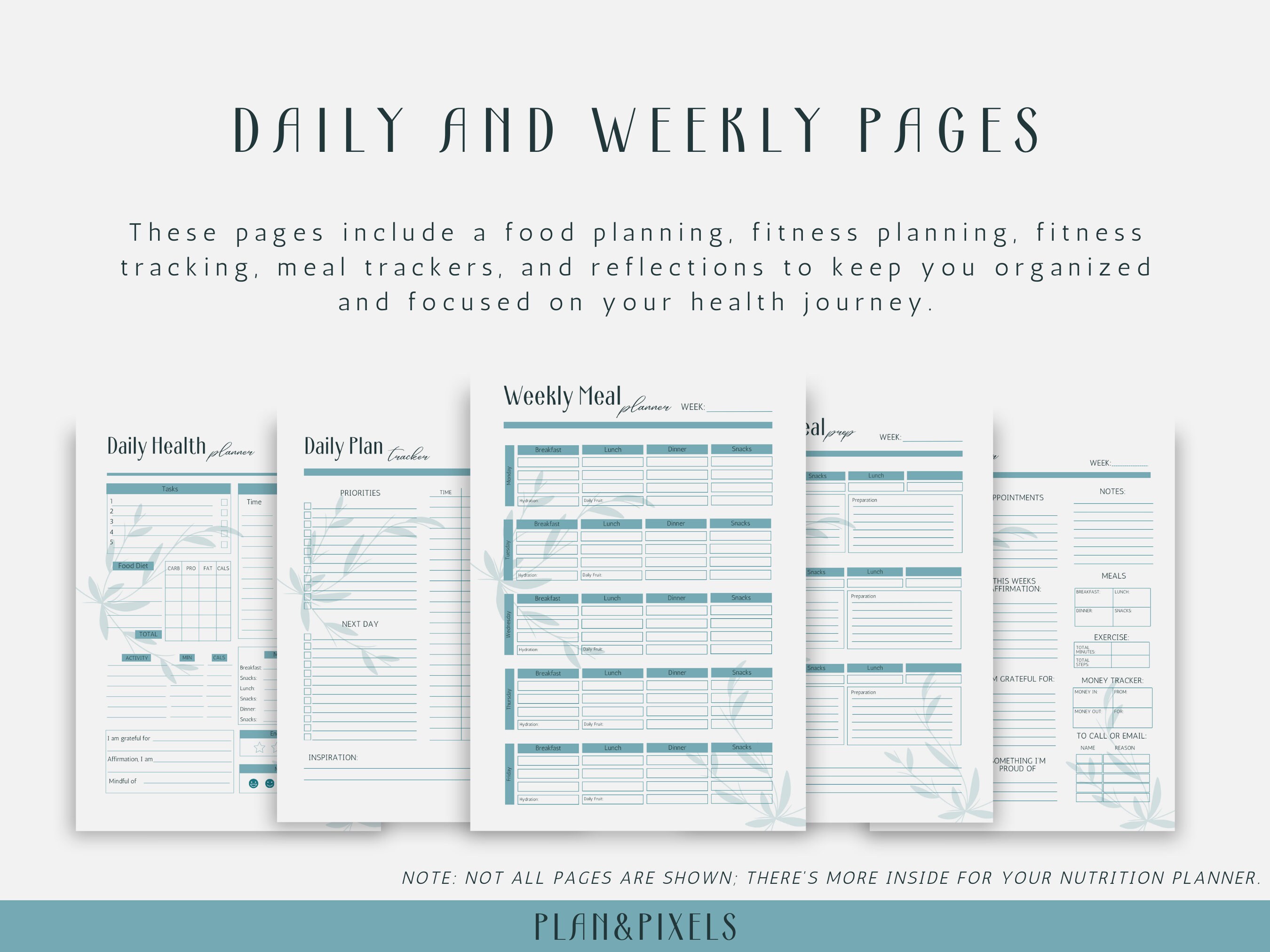 Nutrition Planner Printable Daily Food Diary Food Journal Meal Planner ...