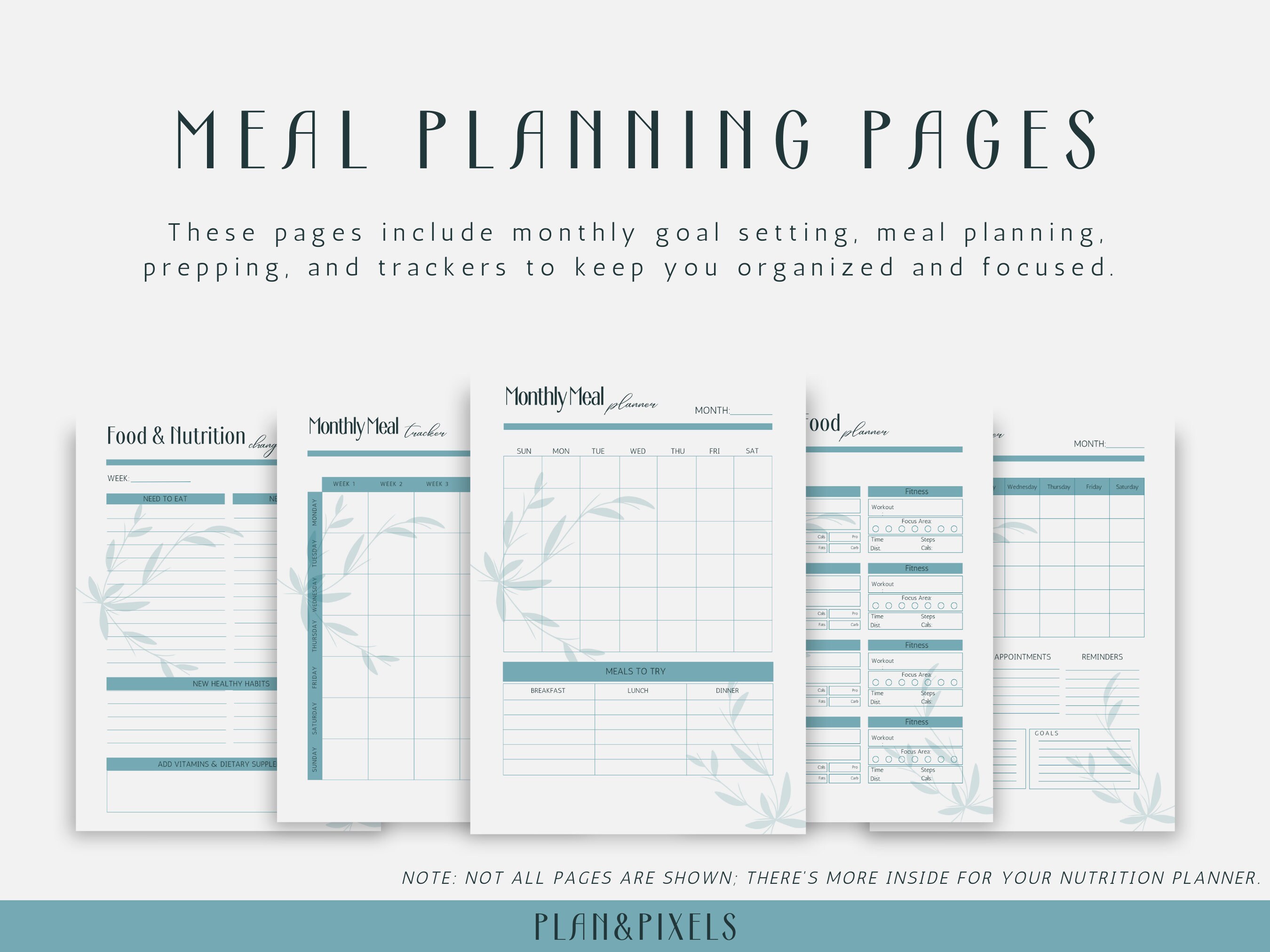Nutrition Planner Printable Daily Food Diary Food Journal Meal Planner ...