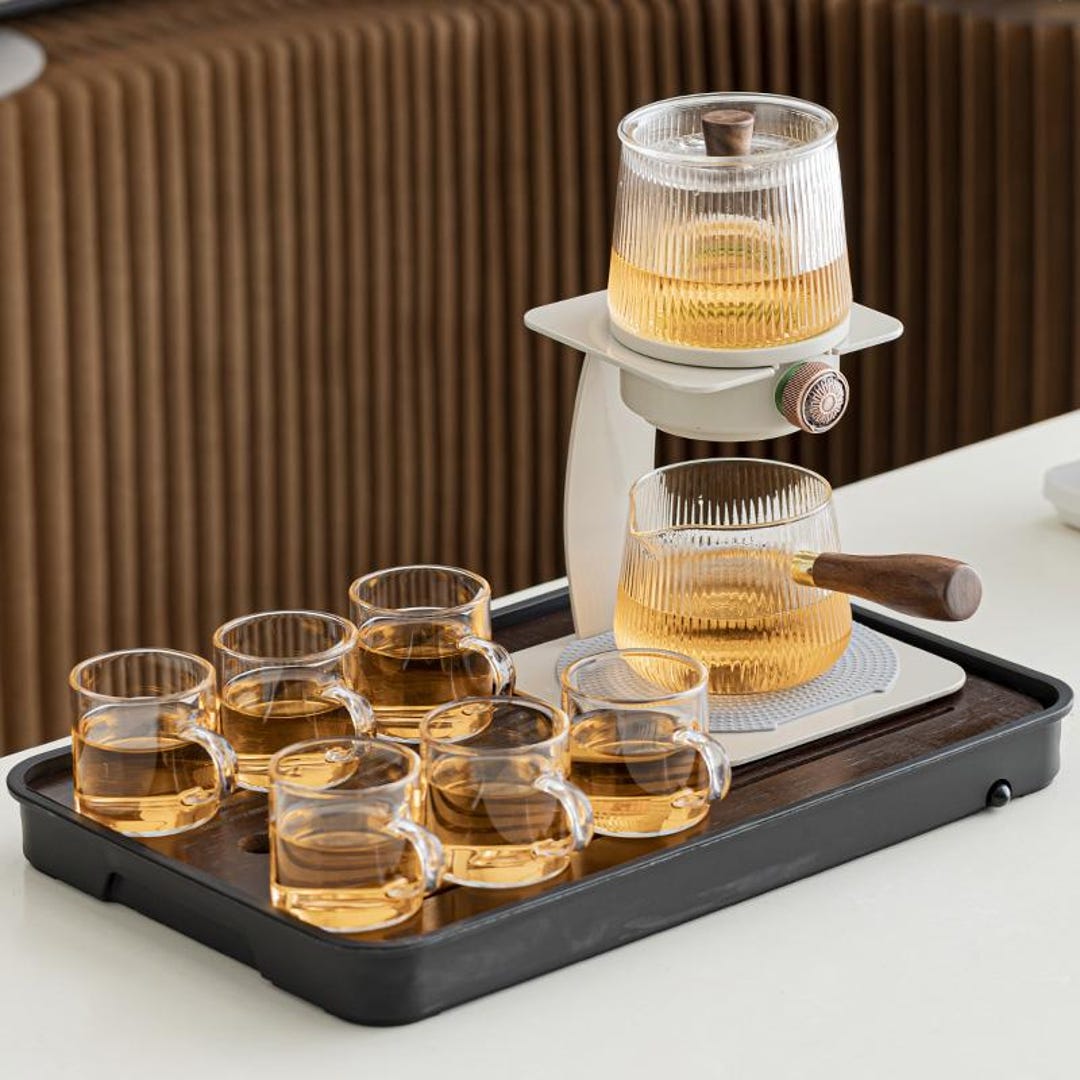 Vertical-grained Glass Automatic Tea Set, Lazy Tea Brewing Tool ...