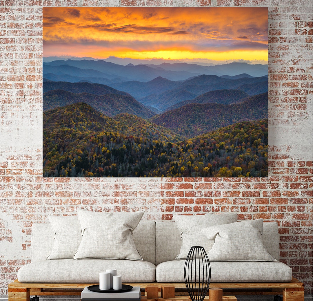Blue Ridge Art Blue Ridge Mountains Wall Art Sunset Landscape Wall ...