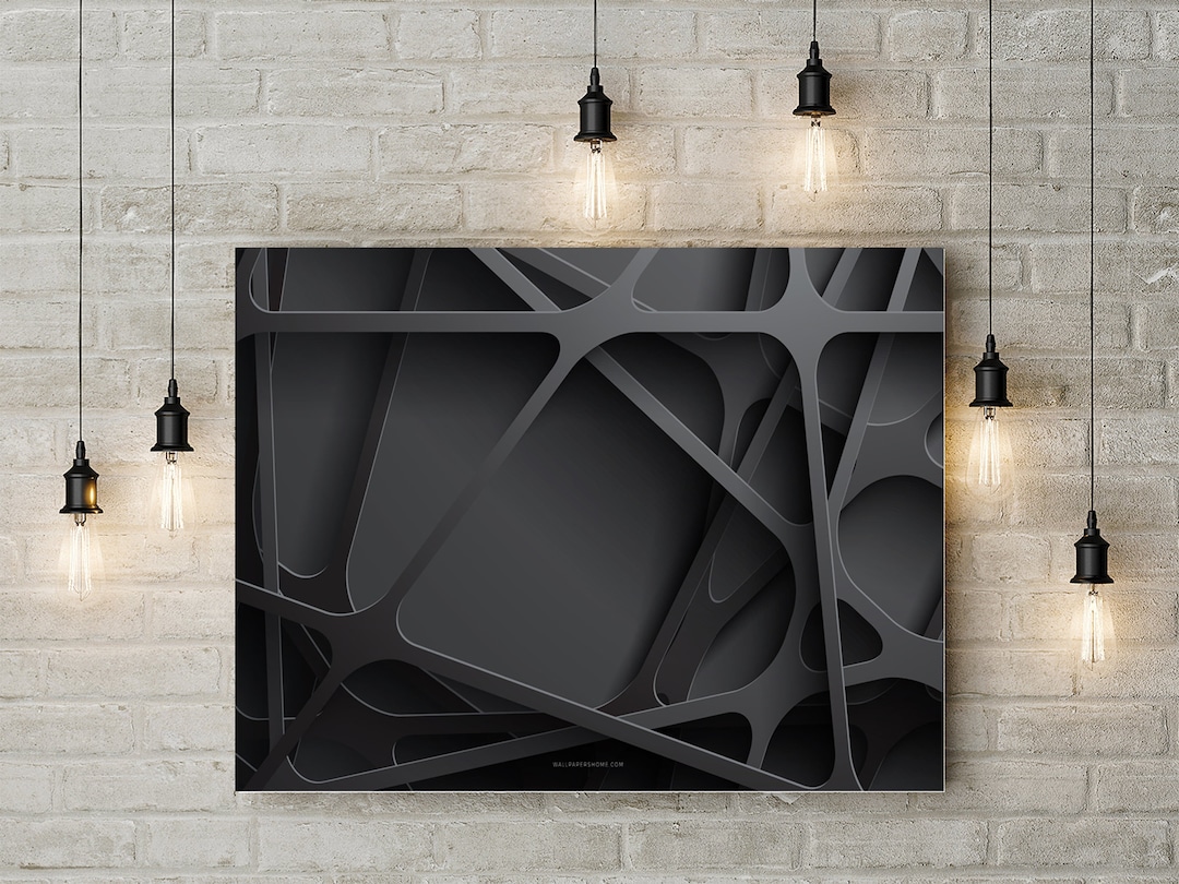 3D Effect Wall Art Black Abstract Wall Decor Canvas Print Abstract ...