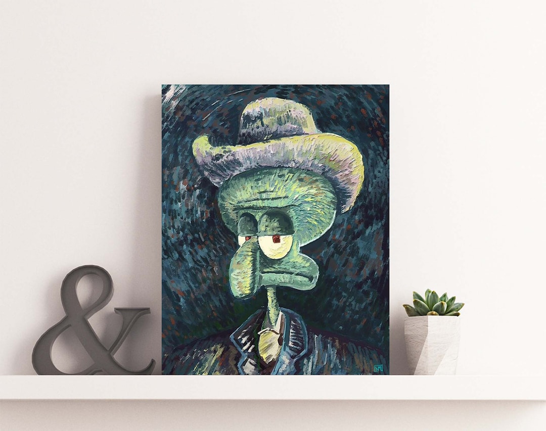 Squidward Abstract Painting Wall Art, Squidward Canvas Canvas ,wrapped ...