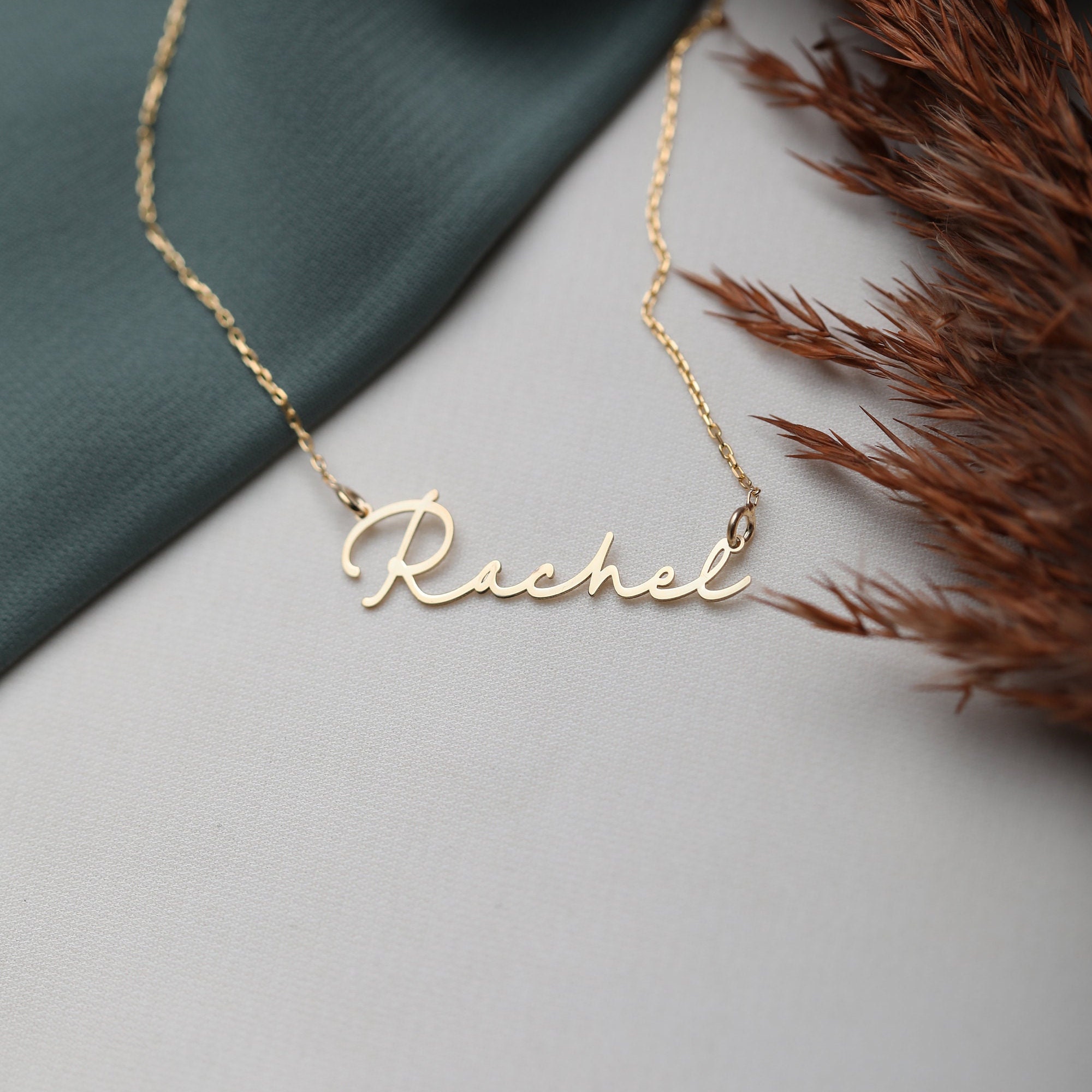 14K Real Gold Name Necklace, Nameplate Necklace, Personalized Jewelry ...