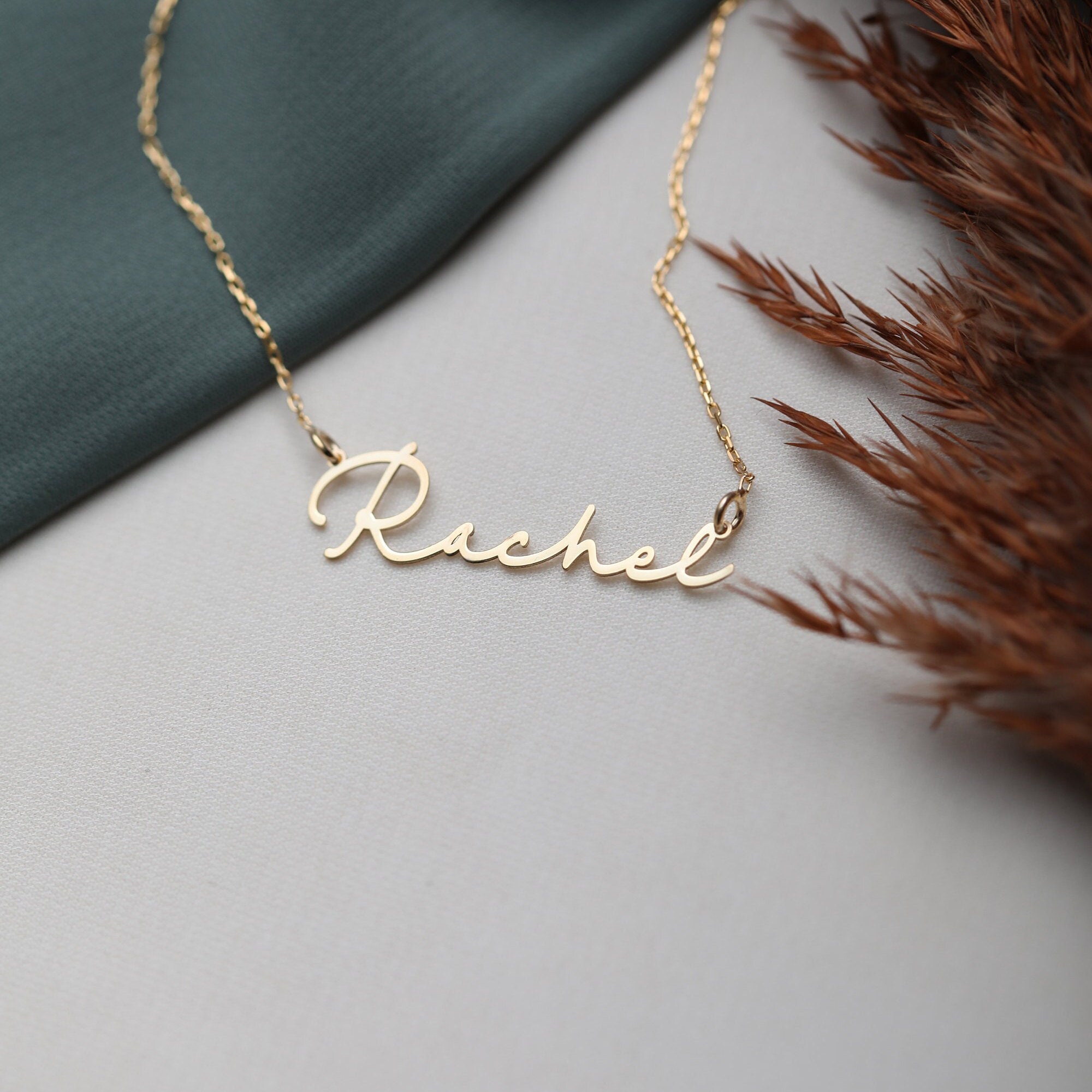 14K Real Gold Name Necklace, Nameplate Necklace, Personalized Jewelry ...