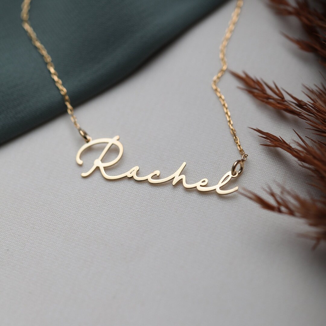 14K Real Gold Name Necklace, Nameplate Necklace, Personalized Jewelry ...
