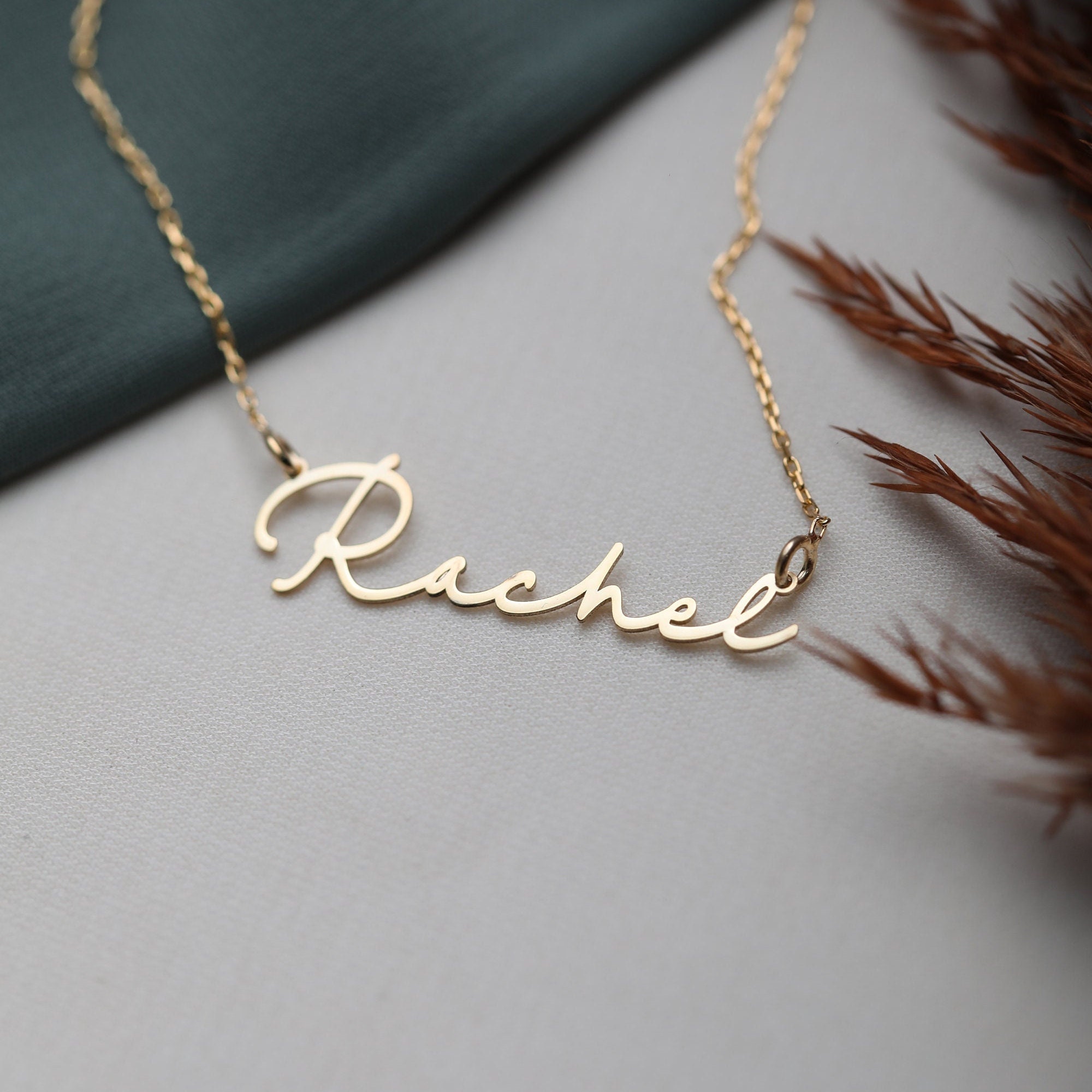 14K Real Gold Name Necklace, Nameplate Necklace, Personalized Jewelry ...