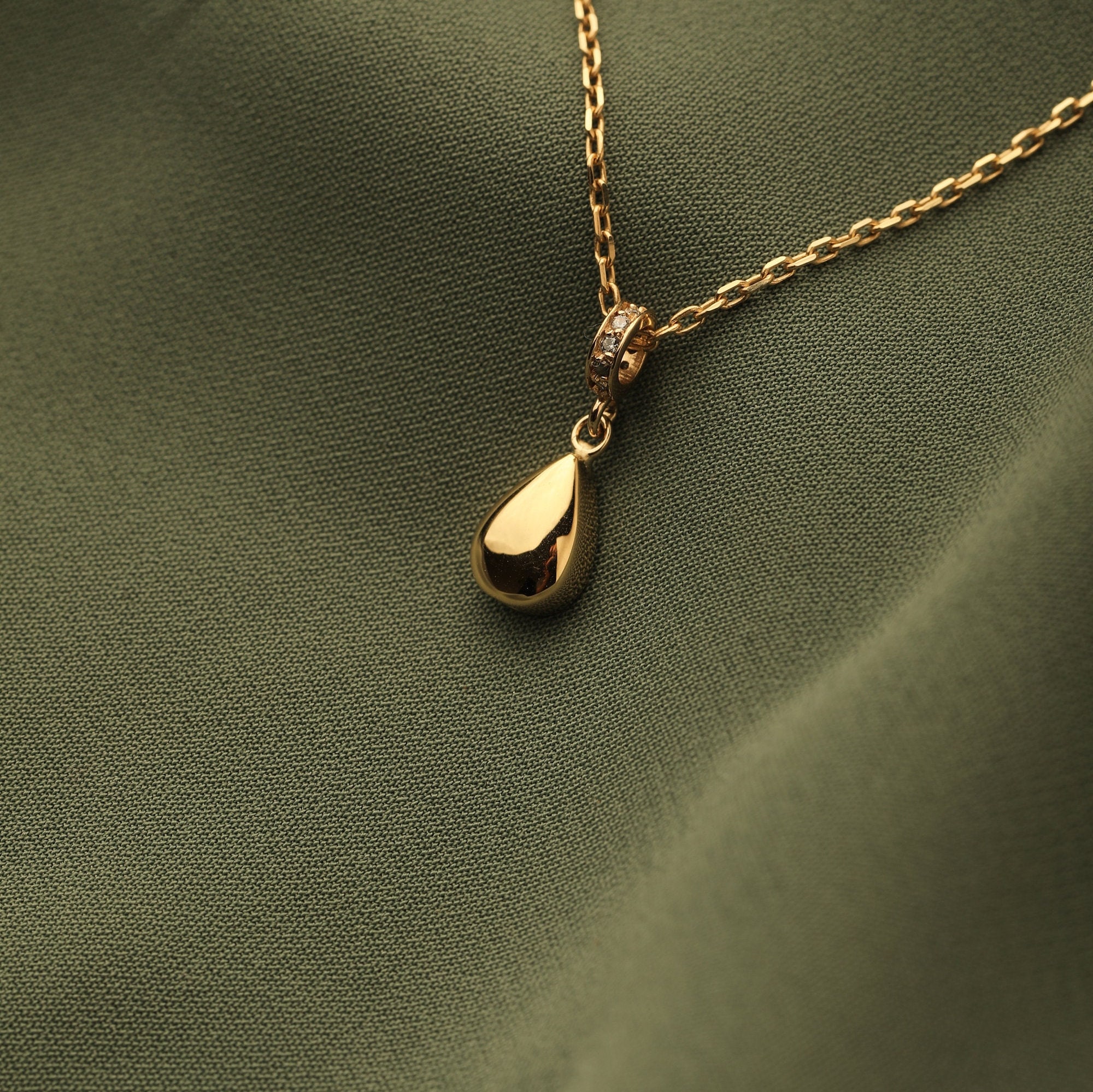 14 18K Solid Gold Tear Drop Cremation Urn Necklaces, Diamond Gold Tear ...
