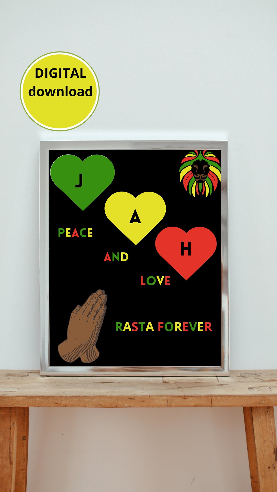 Downloadable and Printable Digital Posters Rasta Jah Rastafari Green ...
