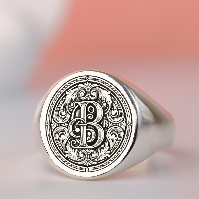 Monogram Signet Ring - Etsy