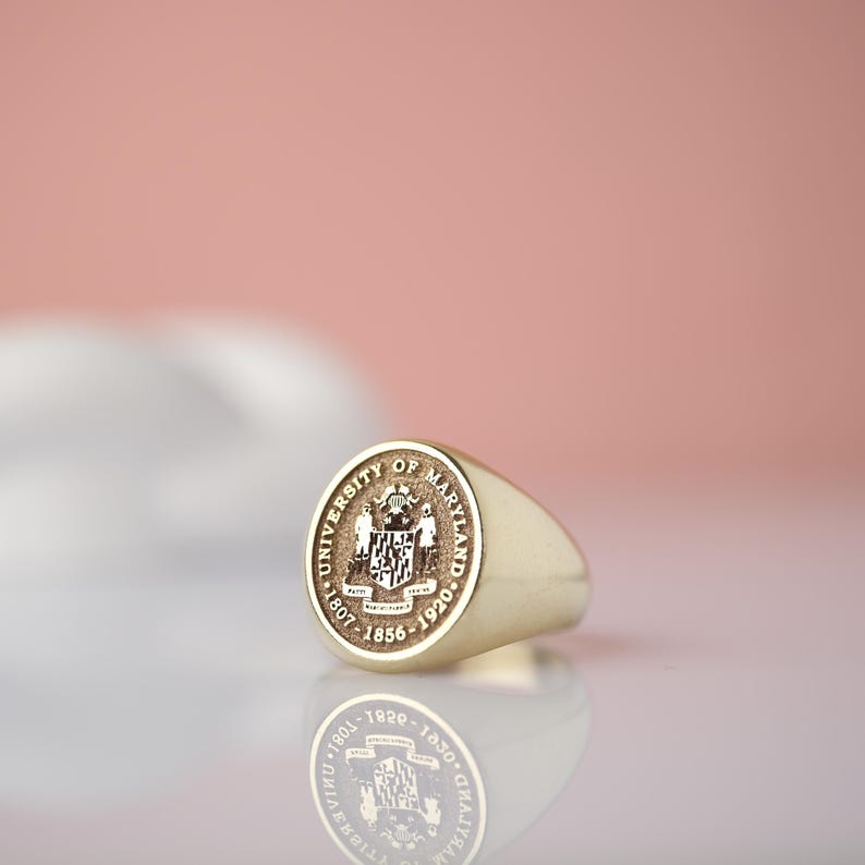 Custom Gold Signet Ring // Custom College Class Ring - Etsy