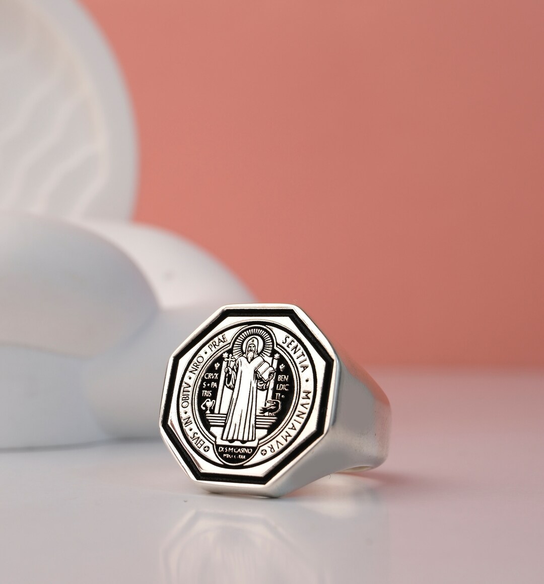 Handcrafted St. Benedict Medal Ring: Religious Gift - Etsy