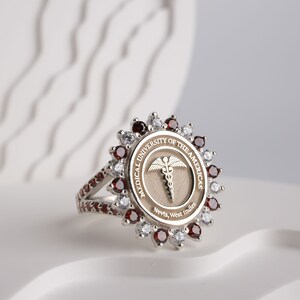 Unique Solid Gold and Silver College Ring for Her Custom University ...