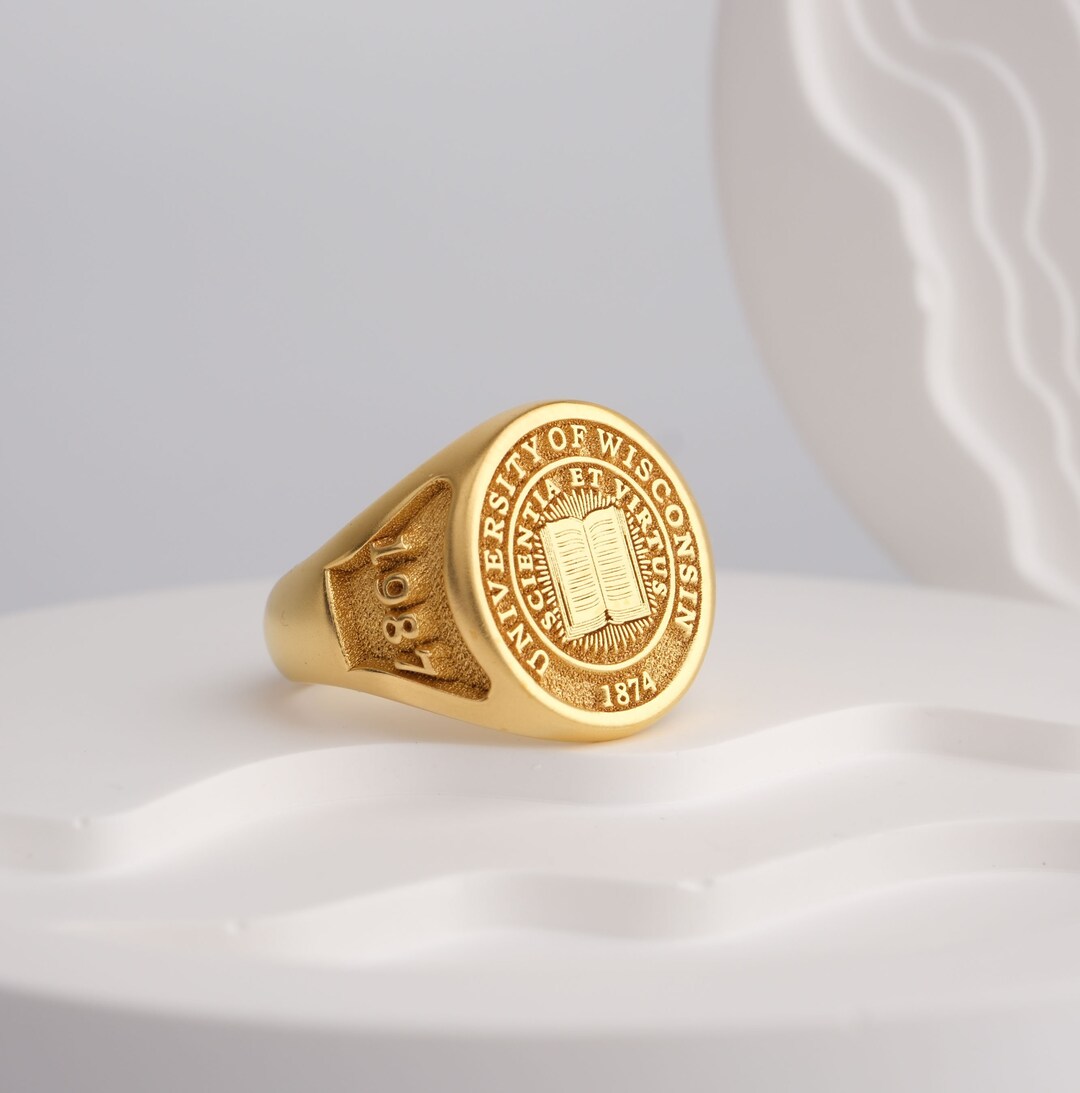 Custom Gold Graduation Ring – Personalized College Class Ring for Men ...