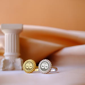 Libra Zodiac Signet Ring – 925 Gold Plated Astrology Ring – Hand ...