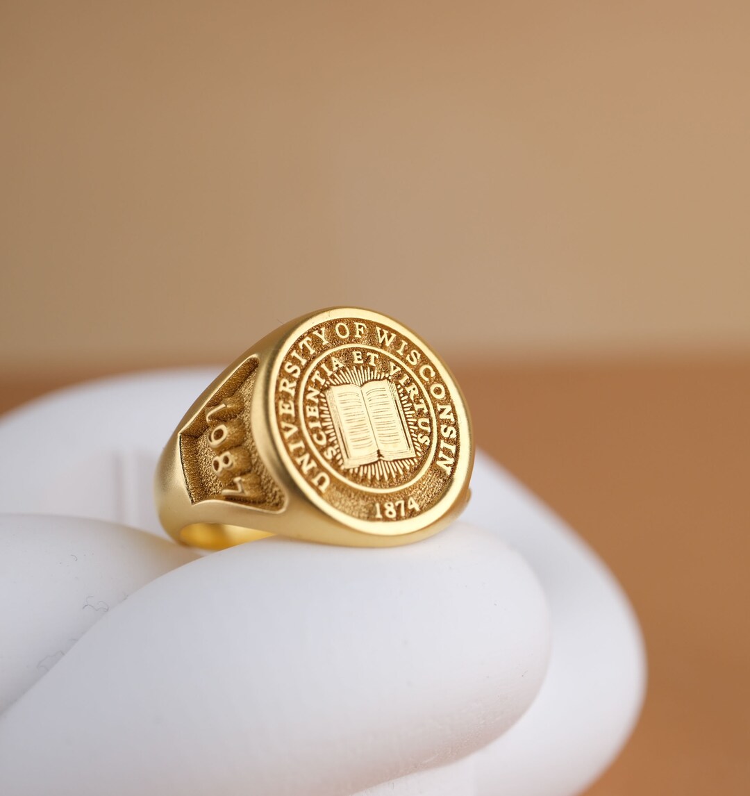 Custom Gold Graduation Ring – Personalized College Class Ring for Men ...