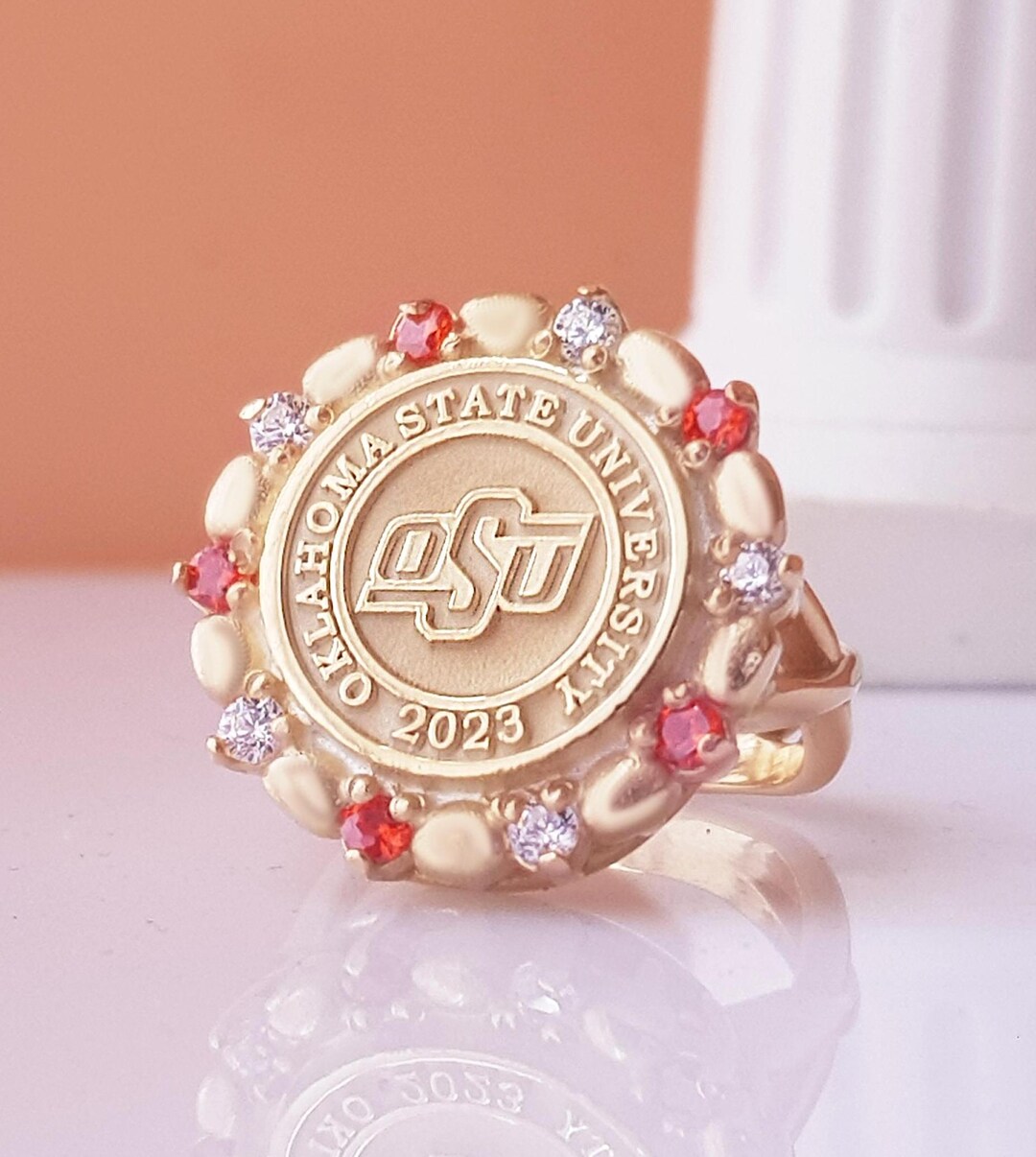 Custom Birthstone Graduation Ring: Sterling Silver Class Ring for Women ...