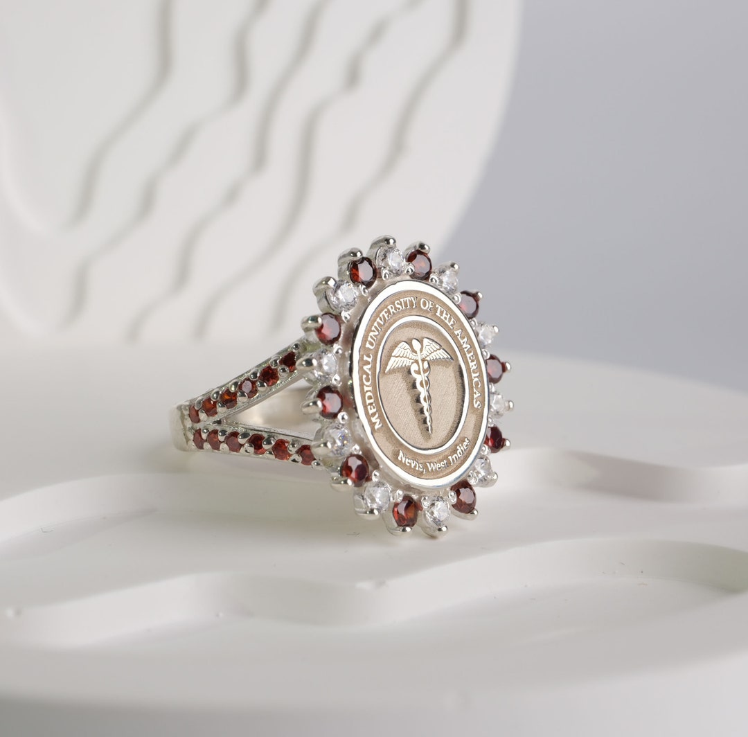 Unique Solid Gold and Silver College Ring for Her Custom University ...