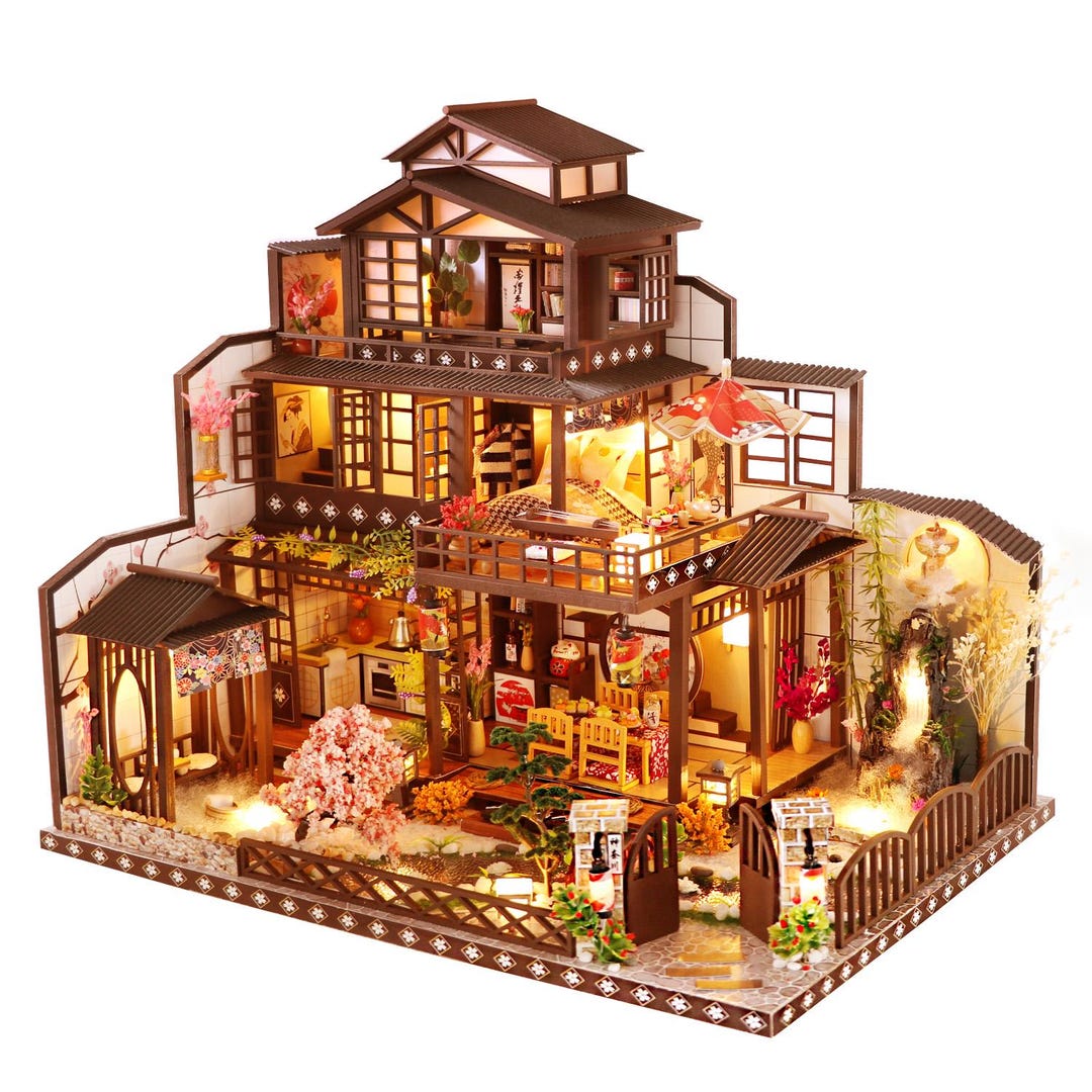 DIY Japanese Villa Miniature Kit | LED Traditional House Model With ...