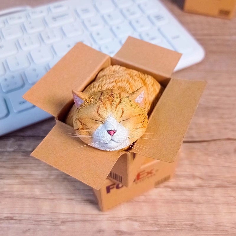 Handcrafted Resin Cat Sculpture With Realistic Faux Fur Detailed Feline ...