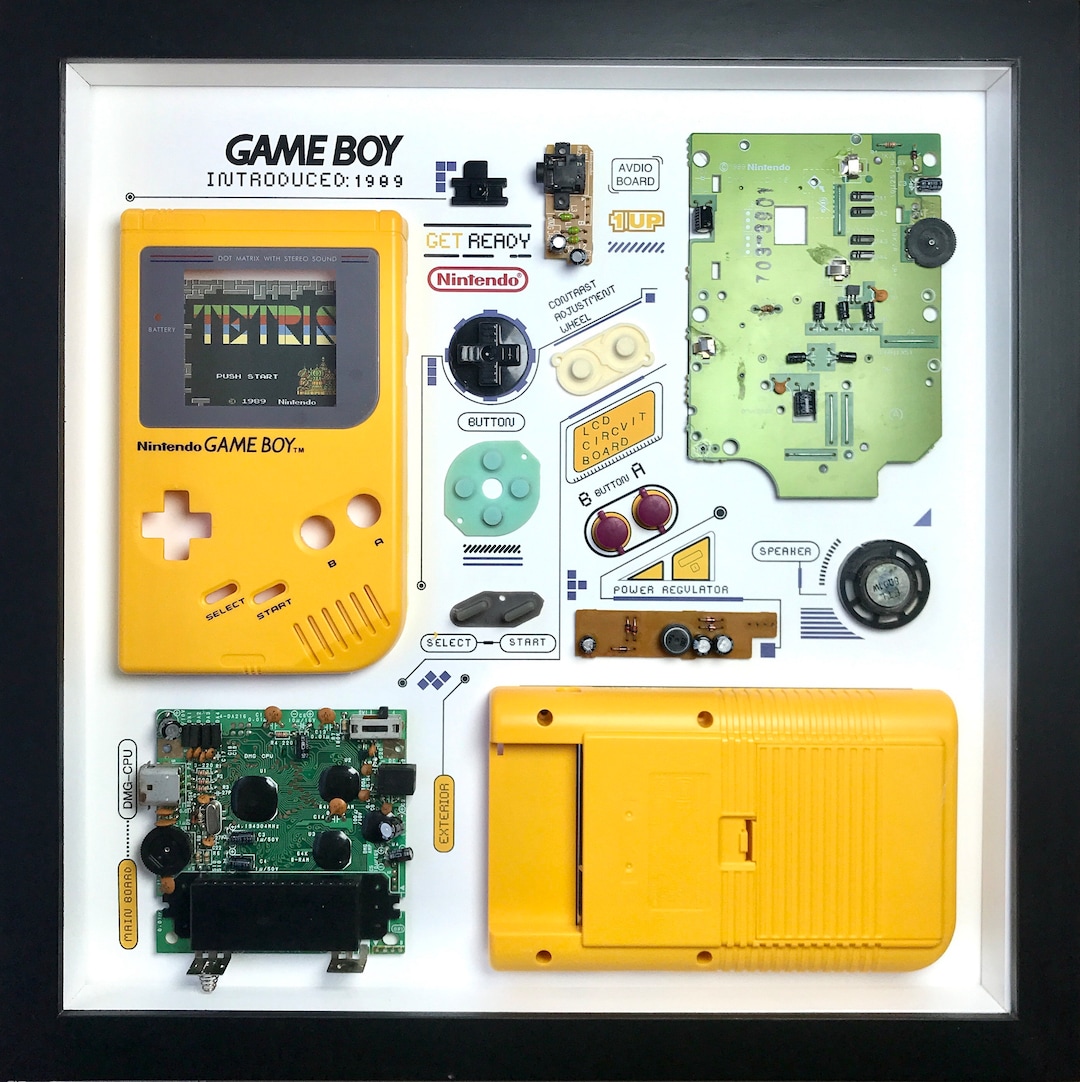 Framed Disassembled Game Boy Console Art: Nintendo Retro Decor - Etsy