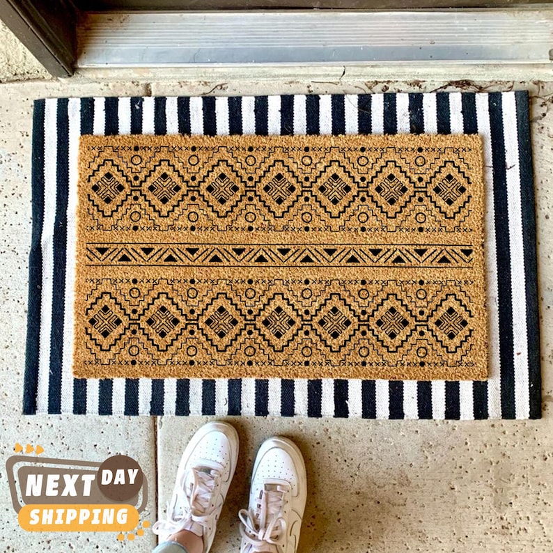 Boho Aztec Doormat, Coir Doormat, Housewarming Gift, Bohemian Home ...