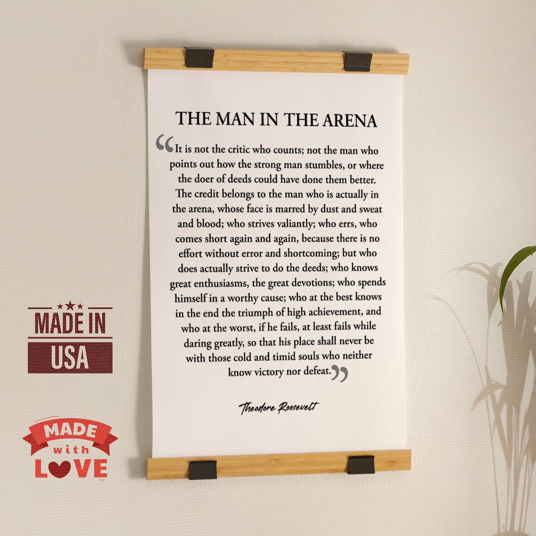 The Man in the Arena Hanging Canvas, Theodore Roosevelt Printable Quote ...