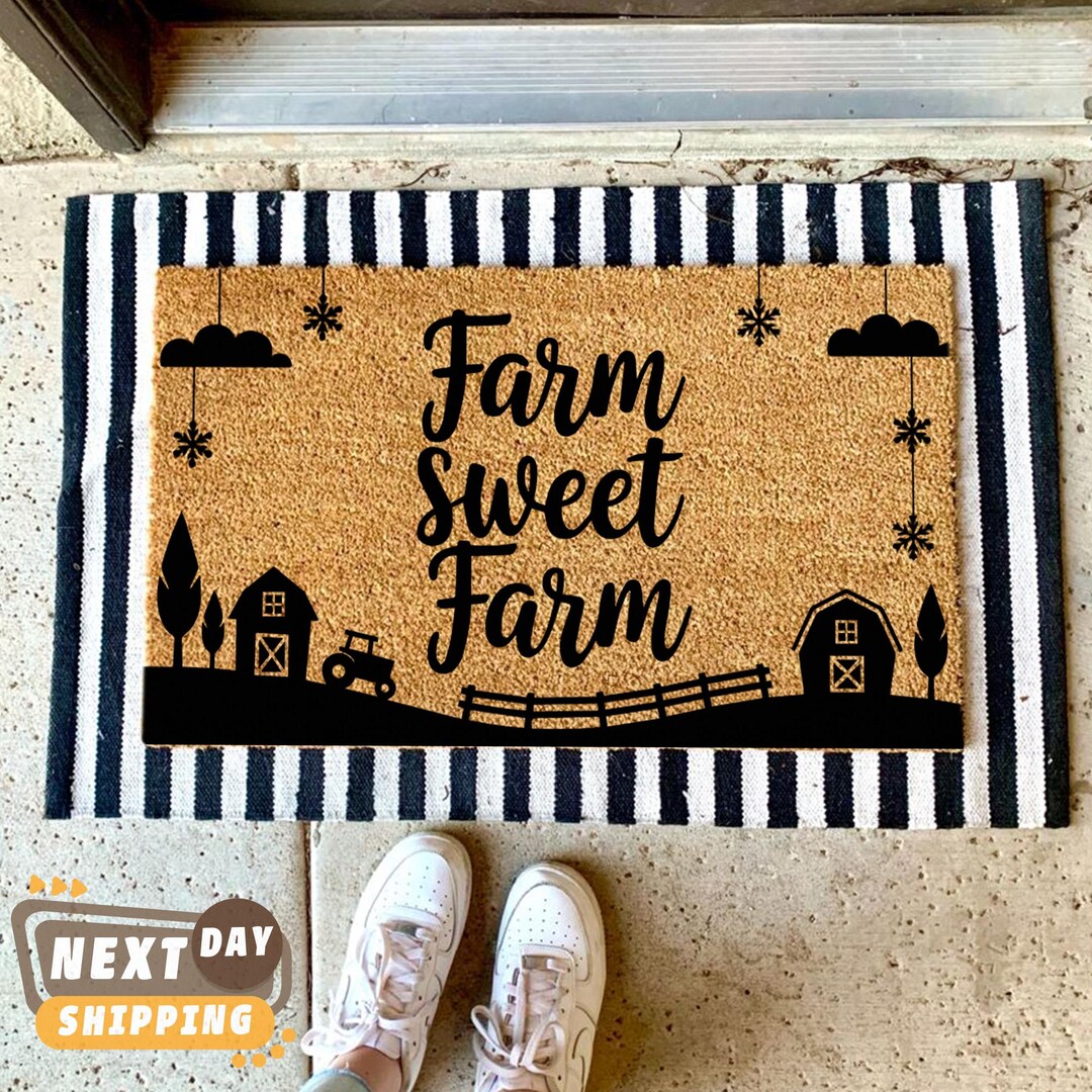 Farm Sweet Farm Door Mat, Housewarming Gift, Coir Doormat, Home Decor ...