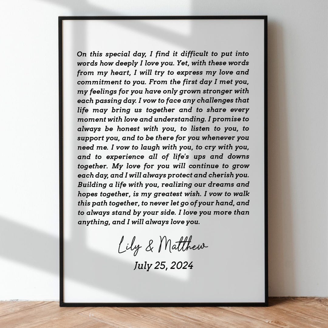 Custom Text Print, Custom Speech Photo Frame, Personalized Eulogy ...