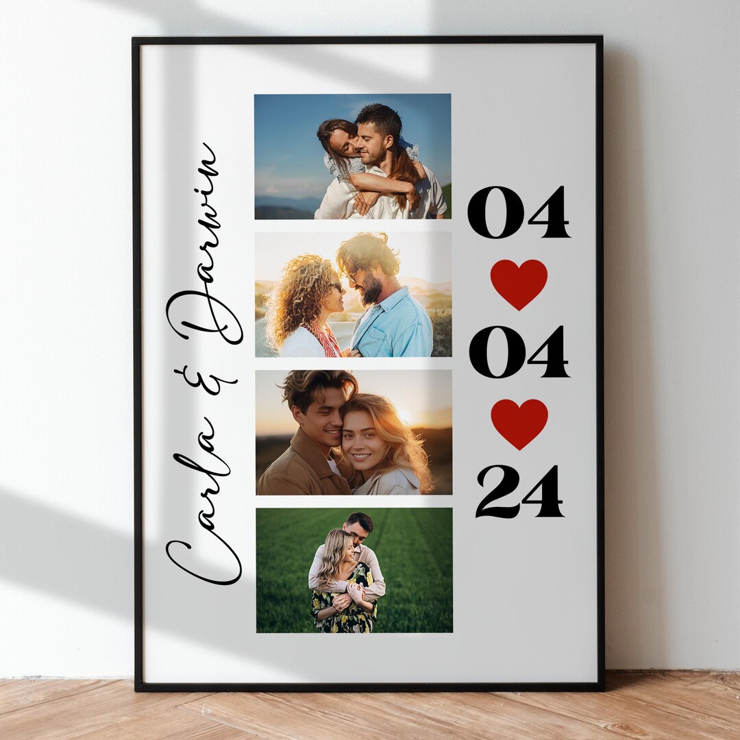 Personalized Couple Photo Collage, Couple Photo Collage, Anniversary ...