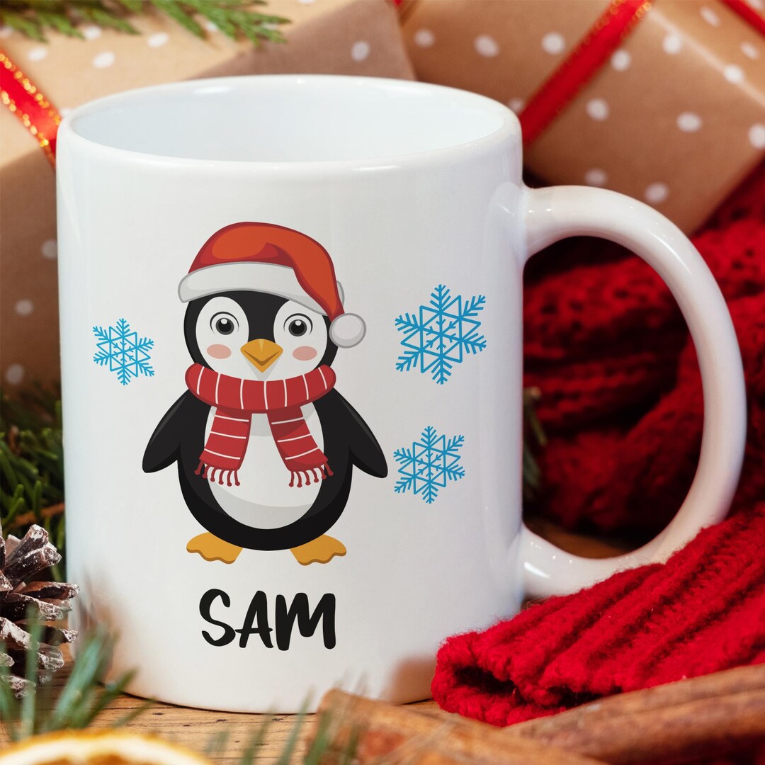 Christmas Penguins Mug, Personalized Mug, Custom Christmas Mug, Kids ...