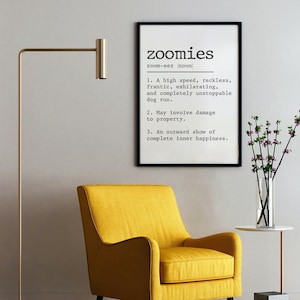 Zoomies Dog Photo Frame, Wood Framed Zoomies Definition Dog Sign, Dog ...