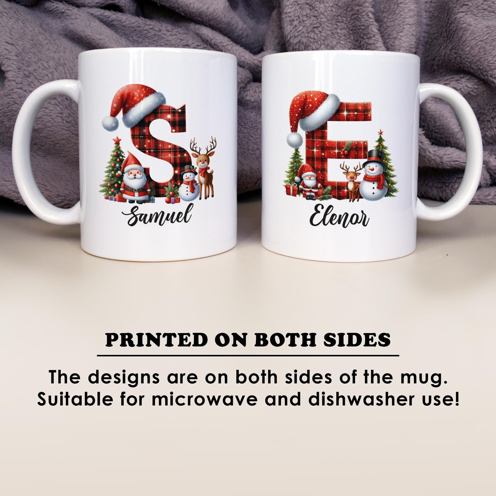 Customized Christmas Mug, Custom Coffee Mug, Initial Mug, Christmas ...